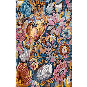 Unique Loom Blossom Collection Area Rug - Negril (4' x 6' Rectangle, Multi/ Black)
