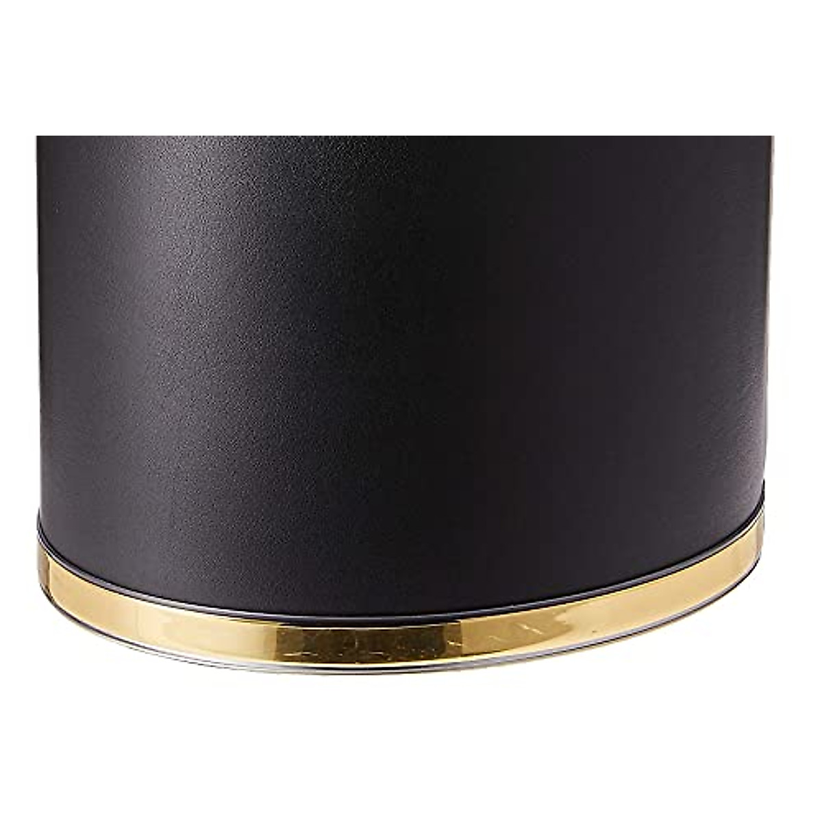 Kraftware Sophisticates Black/Polished Gold Brass Waste Basket with 3/4-Inch Bands and Brass Bumper