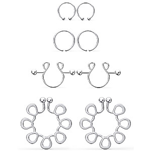 Jenxnjsjo Fake Nipple Rings, Fake Nipple Piercing, Faux Nipple Piercing, Nipple Rings Non Piercing, Non Piercing Nipple Rings, Fake Nipple Ring, Fake Nipple Piercings, Faux Nipple Rings for Women