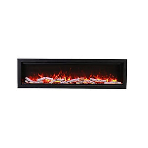 Amantii SYM-50-BESPOKE Symmetry Series Bespoke 50-Inch Built-in Electric Fireplace with Remote, Birch Log Media, Black Steel Surround