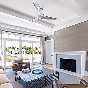 Vortex Smart Indoor and Outdoor 3-Blade Ceiling Fan 60in Automotive Silver with Remote Control works with Alexa, Google Assistant, Samsung Things, and iOS or Android App