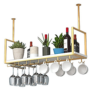 Ceiling Hanging Bar Unit Wine Rack Wine Glass Holder for Bar Cellar Restaurant Ceiling Hanging Shelf Pot Rack Kitchen Pan Rack Cookware Hanger Storage Shelving Flower Stand (Size : 100x30x60cm)