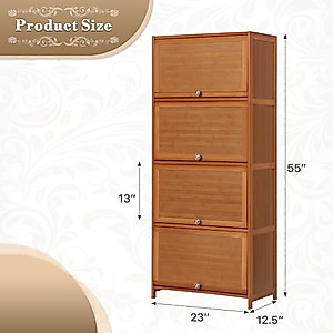 Athena Collection Book Shelf Bookcase 4-Tier Bookshelf with Storage Book Case with Door Modern Tall Book Storage Home Décor Furniture for Home Office Living Room Bedroom