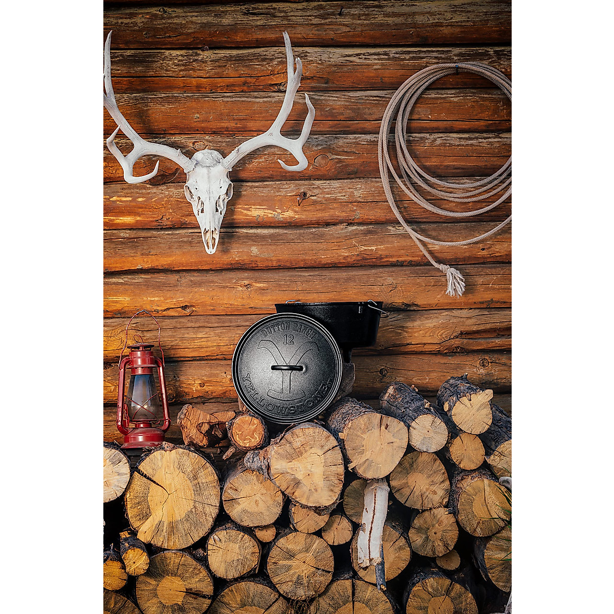 Lodge Yellowstone - 12" Deep Camp Dutch Oven, Power Y Lid, Black