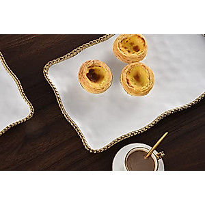 Pampa Bay Golden Salerno Titanium-Plated Porcelain Medium Platter, 14.25 x 9 x 1in