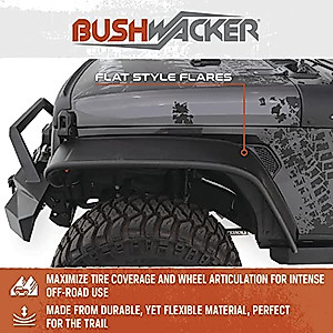 Bushwacker 10919-07 Flat Fender Flares 4pc. Set fits 2007-2018 Jeep Wrangler JK (2 Door Models)