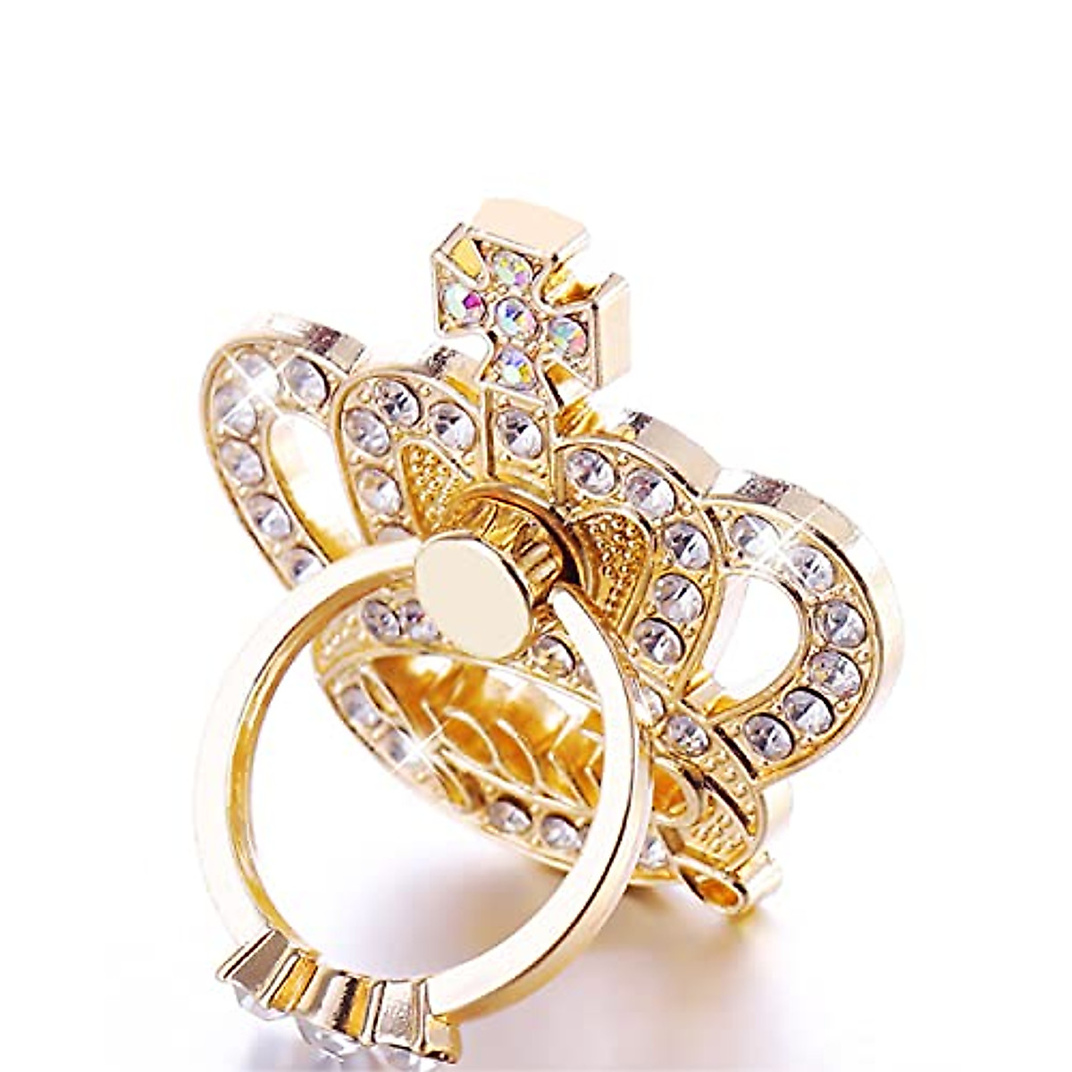 2 Pcs Crown Phone Ring Kickstand, Rhinestones Sparkling Phone Ring Kickstand,360 Degree Rotating Phone Ring Holder,Compatible with Most Mobile Phones