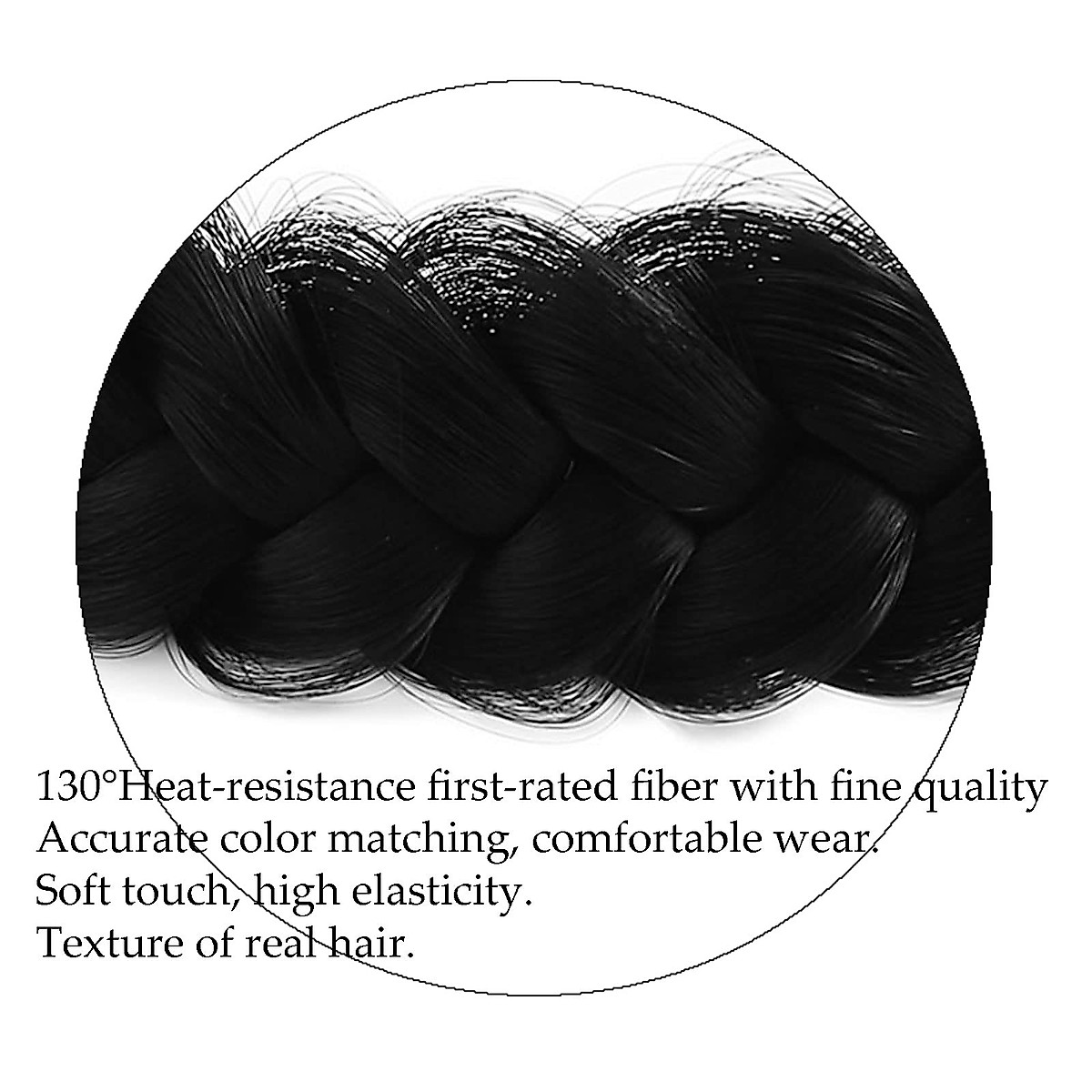 STHEJFB Braid Headband 2 3 Strands combinations Messy Wide Chunky Fluffy Elastic Stretch Hairpiece Braided Headband Women Girl Beauty accessory (Black 1B)