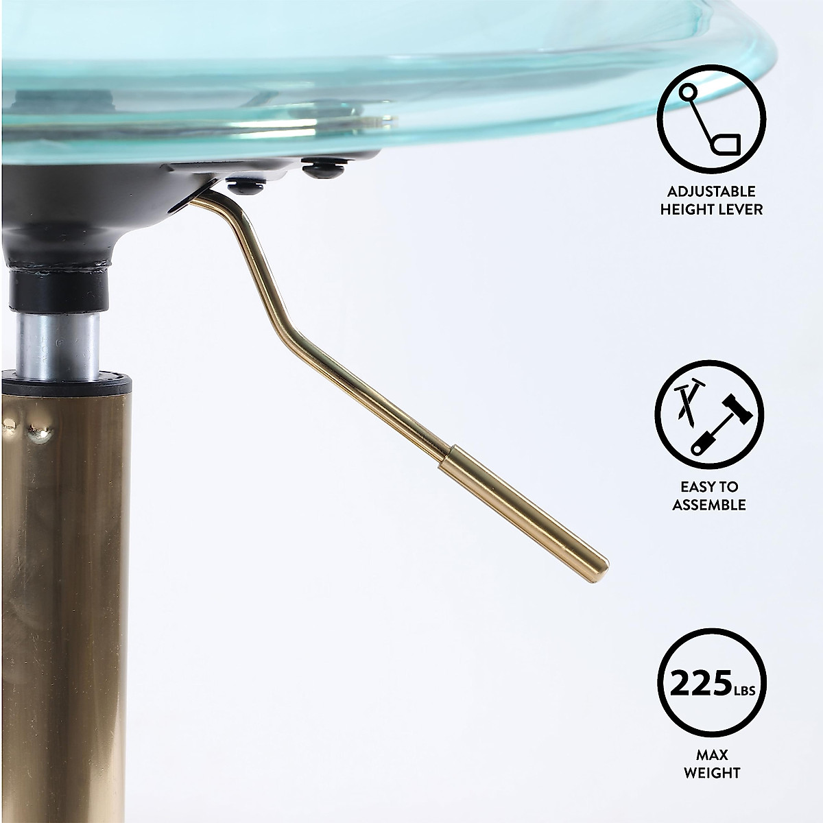 Urban Shop Acrylic Rolling Desk Chair, Mint 21.25D x 19.68W x 34H Inch