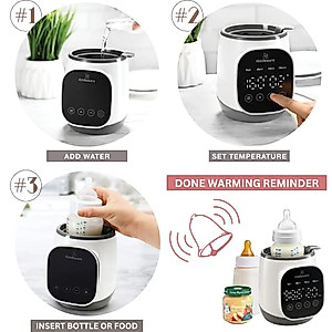 Baby Bottle Warmer for Breastmilk - 5-in-1 Feeding Bottle Warmers for All Bottles, Food Jars, and Breastmilk Bags - Smart Accurate Temperature Control, Automatic Shut-Off Milk Warmer for Baby