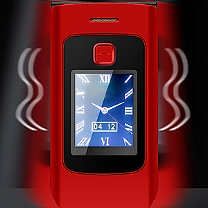Luqeeg Dual SIM Flip Cell Phone with Dual Screen, 2G Unlocked Flip Phone, Big Button, SOS Function, 4800mAh Battery, LED Flashlight & Loud Sound, Senior Flip Phone for Elderly, Kids (Red)