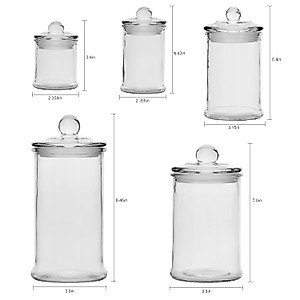 COMUDOT Glass Cookie Jar,Glass Canisters Set of 5,Glass Jars,Airtight Glass Storage Candy Jar with Lids,Glass Organization Canisters for Home & Kitchen