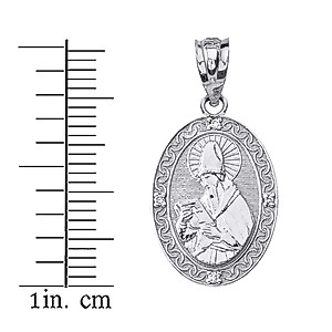 Sterling Silver Saint Augustine of Hippo Religious Oval Medal CZ Pendant (1")