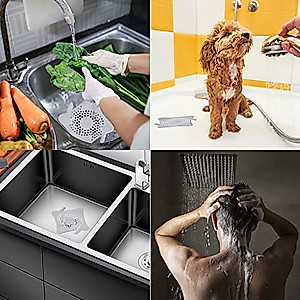 Hair Drain Catcher, 4 Pack Silicone Shower Hair Drain Catcher, Convex Cover for Stopper with Suction Cup, Easy to Install Suit for Bathroom, Bathtub, Kitchen