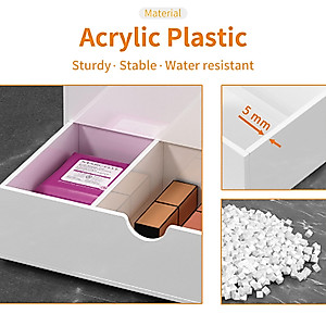 Femeli Acrylic Tissue Box Cover, White Multifunctional Tissue Box Organizer,Modern Rectangular Tissue Box Holder with Drawer for Bathroom,Bedrooms,Office