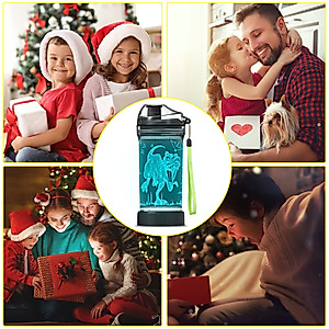 Ammonite Dinosaur Water Bottle for Kids 3D Glowing LED Light T-rex 14 OZ Tritan BPA Free - Creative Ideal Travel Cup Dinosaur Jurassic Gift for School Kid Boy Child Holiday Camping Picnic