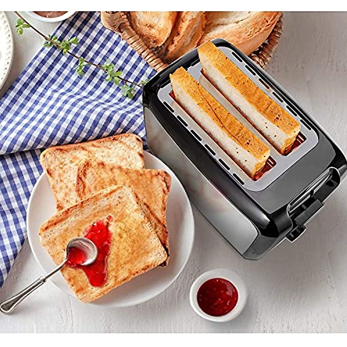 Electric Panini Press Indoor Grill Sandwich Maker + Toaster 2 Slice Wide Slots Best Rated Prime Toasters