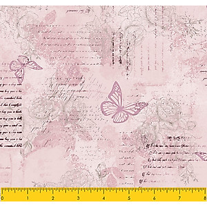 Stitch & Sparkle Fabrics, Aviary, Words Butterly Lavender Cotton Fabrics, Quilt, Crafts, Sewing, Cut by The Yard (SSAY029)