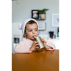 Avanchy Reusable Silicone Straws for Toddlers & Kids - 5 pcs Flexible Short Drink 5" Straws, BPA free, Baby Cup-Flexible Safe Fun Cute Thin for Chewing with Bendable Brush (White)