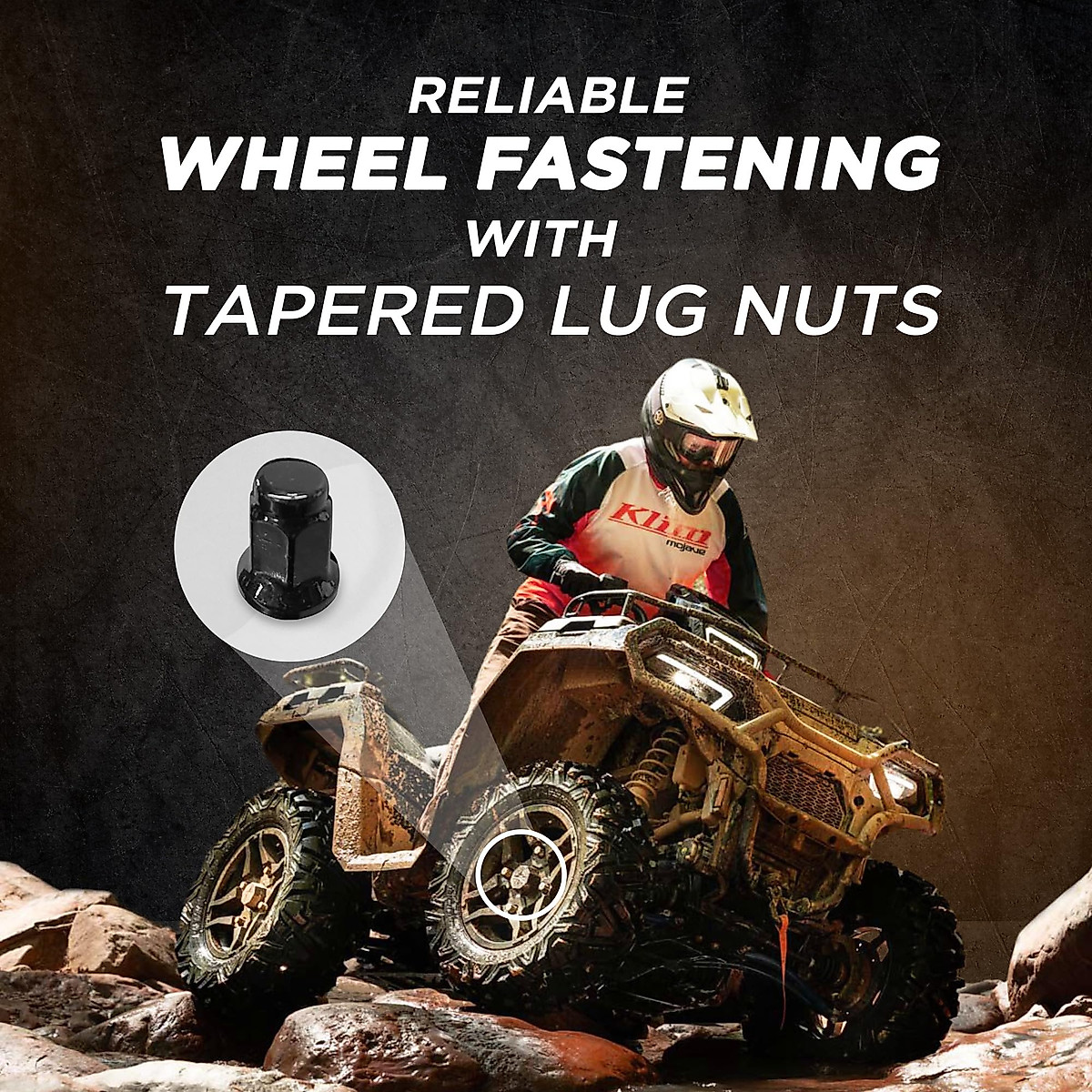 Southern Powersports Tapered Lug Nuts Set, 16-Piece Black Lug Nut Set, Replacement Wheel Nuts for Polaris Ranger and RZR, 3/8 inch-24 Thread Pitch, 14mm Hex Head, Alloy Steel