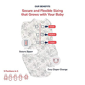 embé 2-Way Starter Baby Swaddle, 6-14 lbs, Newborn Swaddle Sack 0-3 Months, Zip & Velcro Swaddle 0-3 Months Baby Swaddles Wrap, Hip Healthy, Infant Swaddle - Disperse