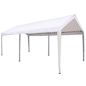 Abba Patio VDLGP1020W 10 x 20 Feet Outdoor Carport Canopy 6 Steel Legs, White