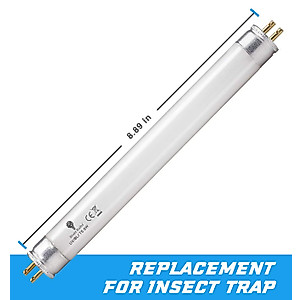 2 Pack 6 Watt Replacement Bulbs F6T5/BL Fluorescent Tube G5 Base 9 inch Full Length Replacement for DT2000XL and DT2000XLP and DT3012
