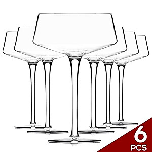 Chouggo Martini Glasses Set of 6, 8Oz Coupe Cocktail Glasses, Hand Blown Premium Crystal Cocktail Glass for Bar, Martini, Cosmopolitan, Manhattan