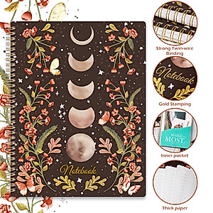 Spiral Notebook - Notebooks Spiral Bound with Back Pocket, Lined Journal Notebook, Spiral Journal for Women, 8.5" x 11", 144 Pages, College Ruled Writing Notebook, 100gsm Paper, for Office & School