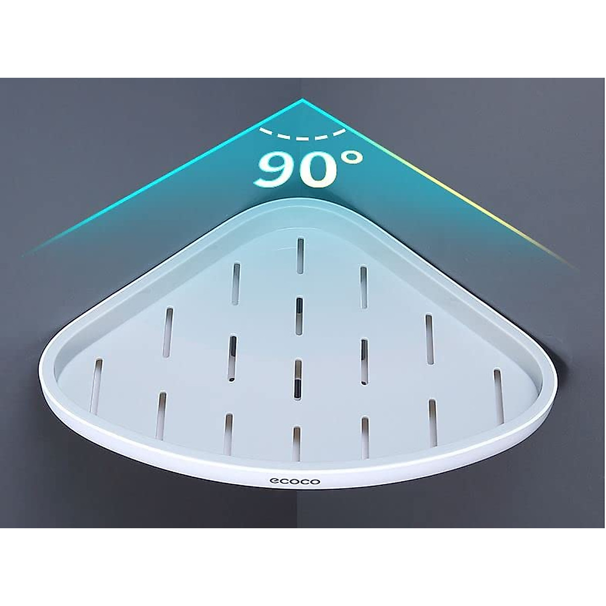 Floating Bathroom Organizer Corner Shower Caddy Shelf. Wall Mount With Extra Strong Self Adhesive, No Drilling, Easy Drainage and Rustproof. (White/Gray)