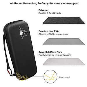 Opoway Stethoscope Case with Penlight for Nurses, Stethoscope Carrying Hard Case for 3M Littmann, Cardiology IV, MDF Stethoscopes - Extra Room for Nurse Accessories Essentials (Black with Pen Light)