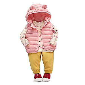 AIWUHE Baby Boys Girls Hooded Puffer Vest Winter Lightweight Sleeveless Bear ears Zipper Up Jacket Pink 90