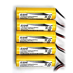elxjar (5-Pack) 1.2V 900mAh Exit Sign Emergency Light NiCad Battery, Replacement Battery for Unitech AA900mAh OSA268 ELB CS01 DAA900BT, Lithonia EXR LED EL M6 White Connector