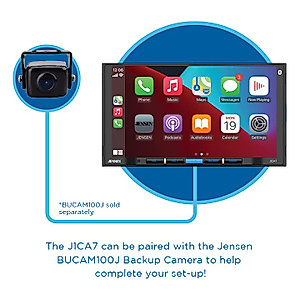 JENSEN J1CA7 7-inch Touch Screen Double DIN Car Stereo Media Receiver | Apple CarPlay Android Auto | Bluetooth Hands Free Calling & Music Streaming | Backup Camera Input | USB Playback & Charging