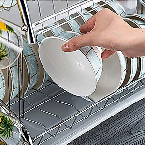 PDGJG Metal Rack Drain Rack Drying Filter Tableware Storage Box Dishes Dishes Supplies Kitchen Racks 2 Layers ( Color : OneColor )