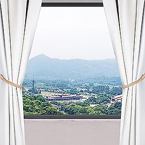 OCIOLI 2 Pieces Curtain Tiebacks Curtain Holdbacks Curtain Ties with Twisted Hemp Rope Decorative Handmade Tie Backs Curtain Holders Curtain Tie Backs for Curtains (Khaki, 2)