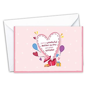 Prime Greetings Birthday Card For Mother In law, Made in America, Eco-Friendly, Thick Card Stock with Premium Envelope 5in x 7.75in, Packaged in Protective Mailer
