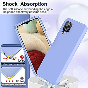 LeYi for Samsung Galaxy A12 Case, Samsung A12 Phone Case with [2 x Tempered Glass Screen Protector], Full-Body Shockproof Soft Liquid Silicone Hybrid Phone Cover Case for Galaxy A12 5G, Violet