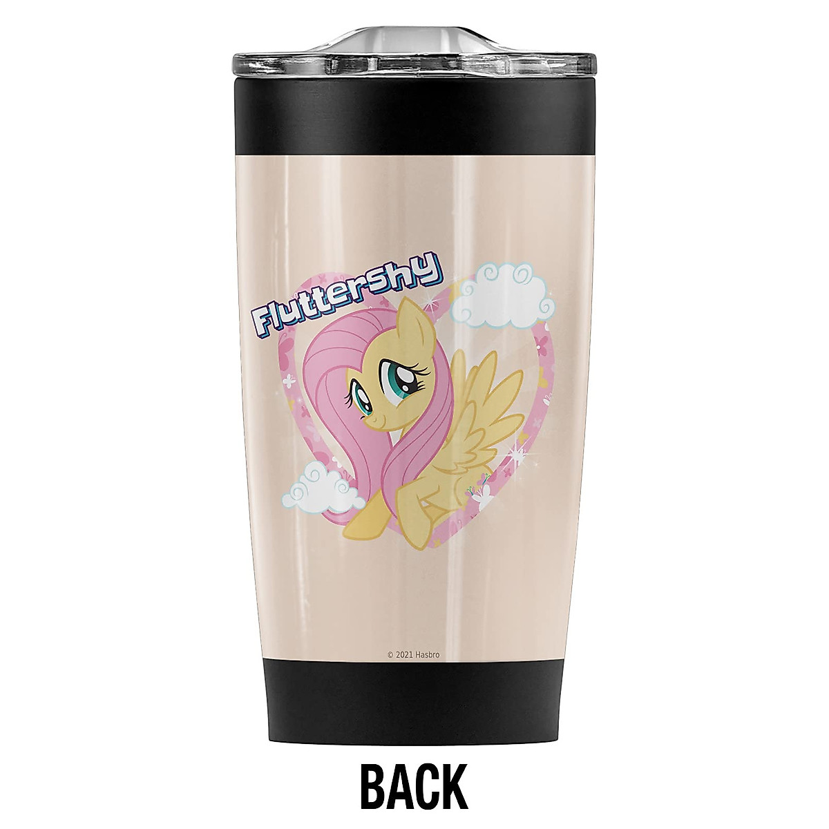 Logovision My Little Pony Tv Fluttershy Stainless Steel Tumbler 20 oz Coffee Travel Mug/Cup, Vacuum Insulated & Double Wall with Leakproof Sliding Lid | Great for Hot Drinks and Cold Beverages