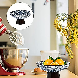 Luxshiny Cake Ceramic Footed Bowl Round Bowl Fruit Bowl Holder Cupcake Dessert Display Stand for Wedding Birthday Tea Party Kitchen Table Centerpiece Blue Fruit Bowl Fruit Bowl Fruit Bowl Fruit Bowl