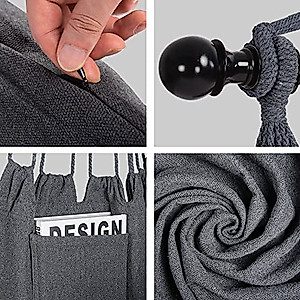 SUNCREAT Hammock Chairs Hammock Chair Swing with Steel Support Bar, Side Pocket, Large Swing Chair for Bedroom, Patio, Garden, Dark Gray