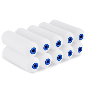 Mister Rui Foam Paint Roller, 10 Pack 4 Inch Small Paint Roller Covers, High Density Foam Paint Roller, Mini Rollers for Painting Walls, Cabinets, Cupboards, Doors