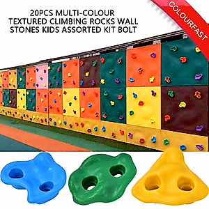 Natudeco 20Pcs Wall Climbing Rocks Climbing Stone Rock Plastic Wall Climbing Kit DIY Climbing Wall Grip Kids Climbing Wall Stone for Outdoor Indoor Home Playground