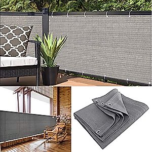 WUZMING Balcony Privacy Screen, Outdoor Fence Isolation Net, 100% HDPE Shade Cloth with, with Rope and Cable Ties, 51 Sizes (Color : Gray, Size : 110x300cm)