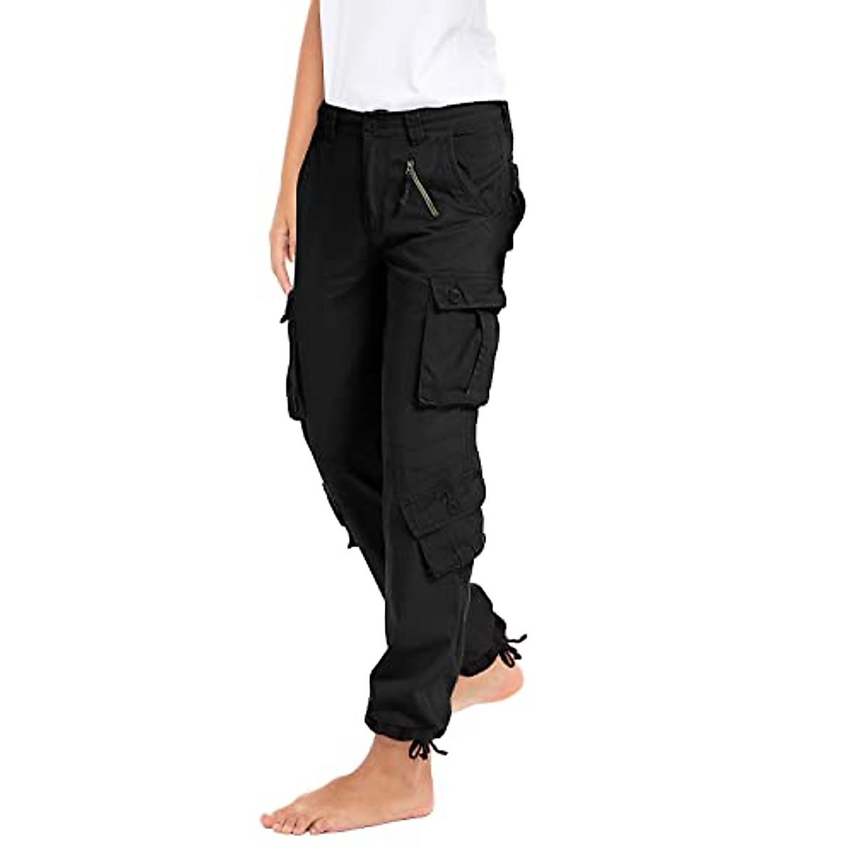 Skylinewears Women's Combat Cargo Tactical Work Trousers Wild 8 Pocket Casual Army Military Pant Black XL