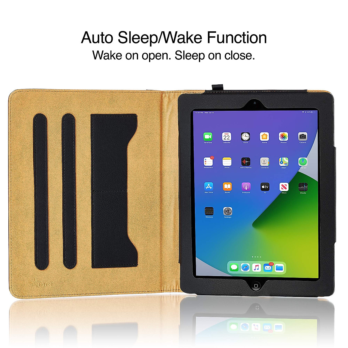 S-Tech 10.2 Case for Apple iPad 9th Generation 2021 / iPad 8th Generation 2020 / iPad 7th Generation 2019 - Leather Card Holder Wallet Magnetic Smart Cover Auto Sleep/Wake Stand with Pencil Holder