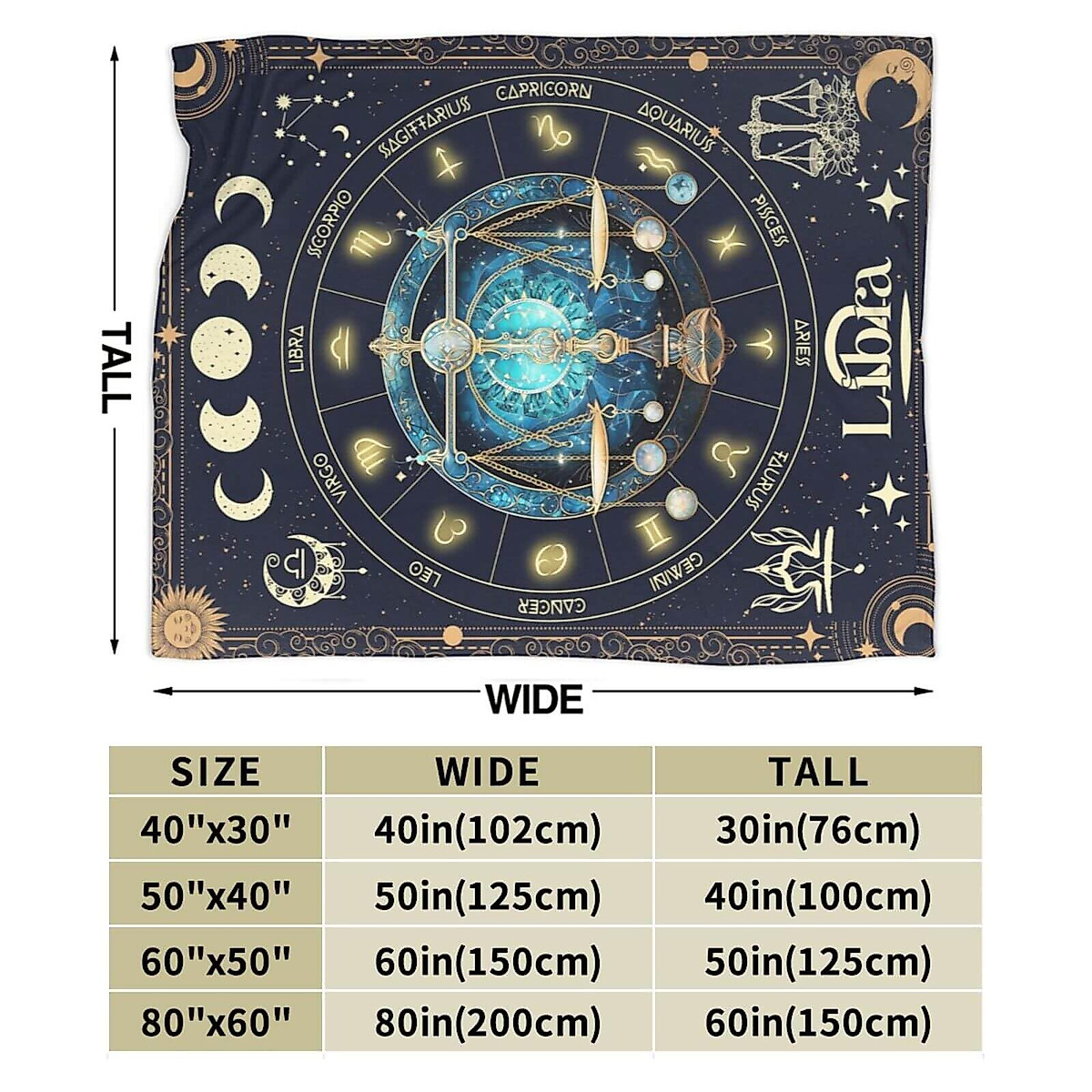 Homieblanket Libra Zodiac Blanket for Boys Girls, Secret Astrology Themed Design Printed Throw Blankets for Kids Lap, Chair Sofa, Soft Fleece Cozy Blanket, 40"x 50"