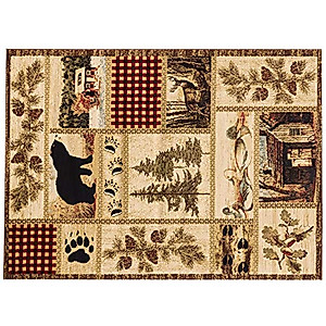Rustic Lodge Forest Cabin 5x7 Area Rug, 5'3x7'3