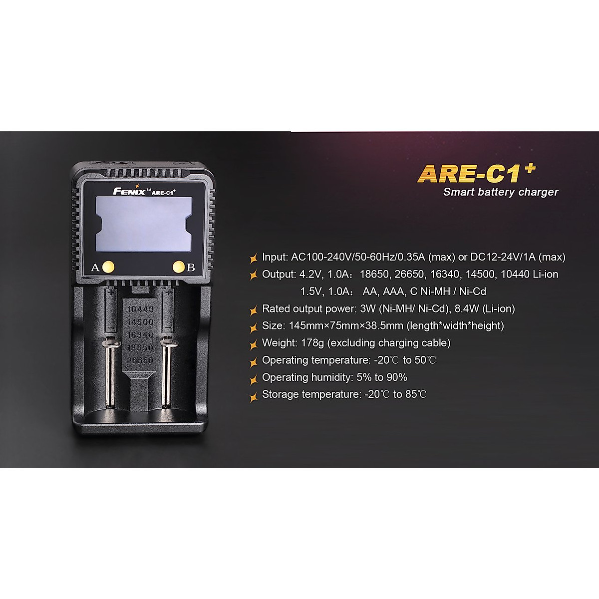 EdisonBright Fenix are-C1+ Plus Universal Smart Digital Display Battery Charger Battery Carry case