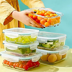 GRZJOPP 3Sets Glass Food Storage Containers with Lids Leakproof Glass Airtight Meal Prep Containers for Kitchen, Microwave, Oven, Frenzer and Dishwasher Safe,Rectangle